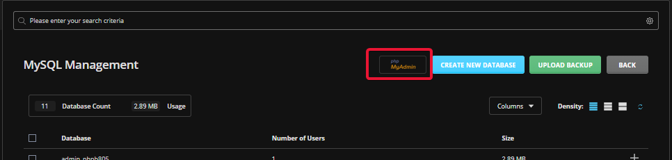 CrownCloud Wiki - How To Access PHPMyAdmin In DirectAdmin