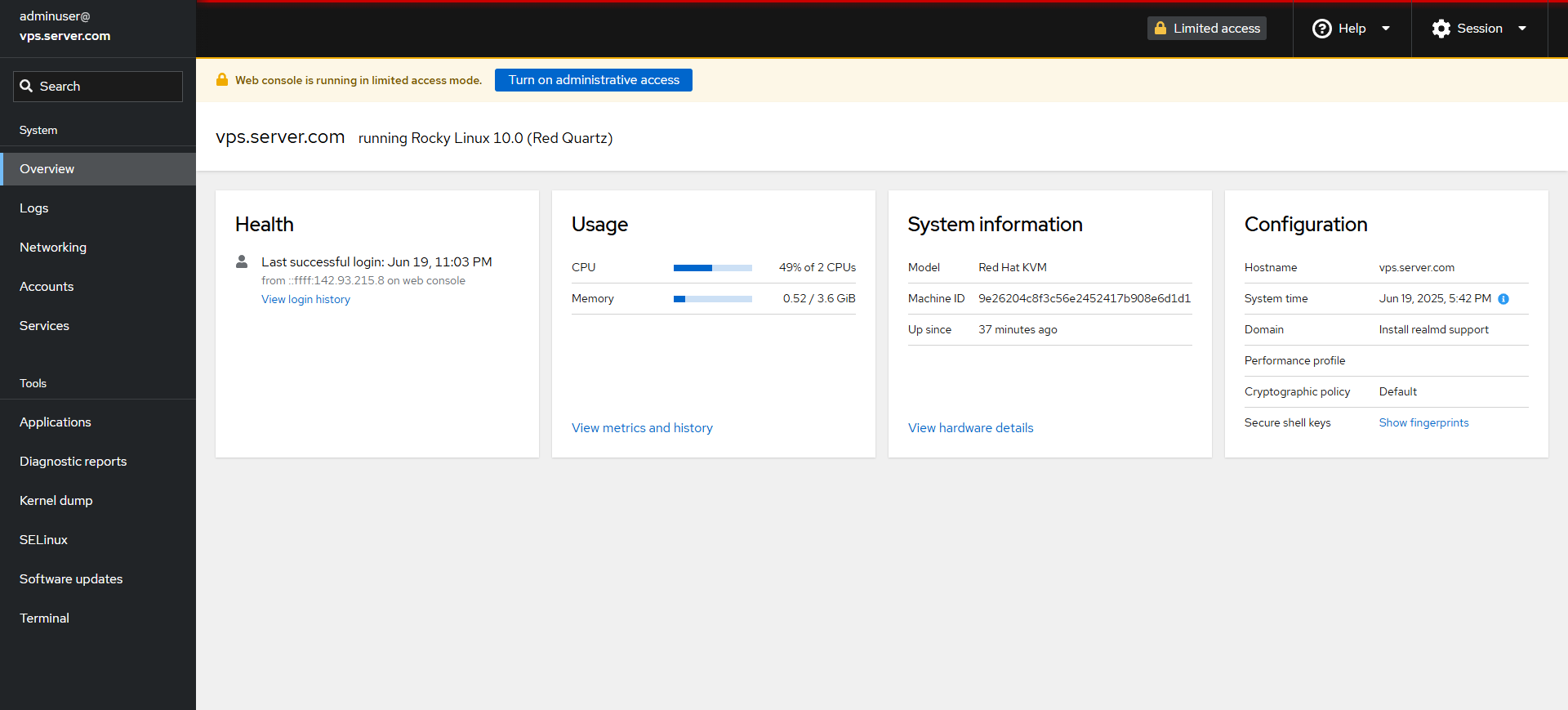 CrownCloud Wiki - How To Enable Cockpit Server Manager In Rocky Linux 10