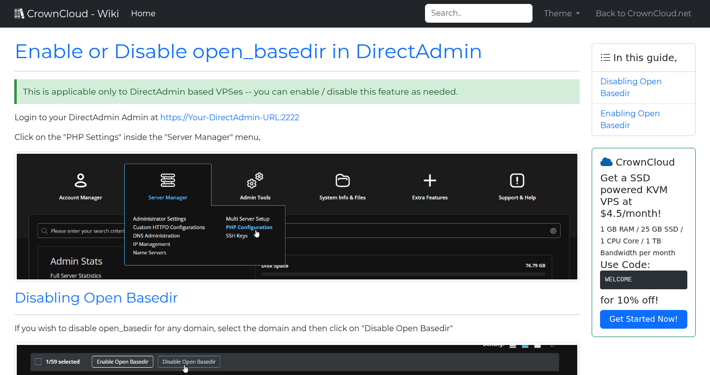 CrownCloud Wiki - Disable Open Basedir In Directadmin