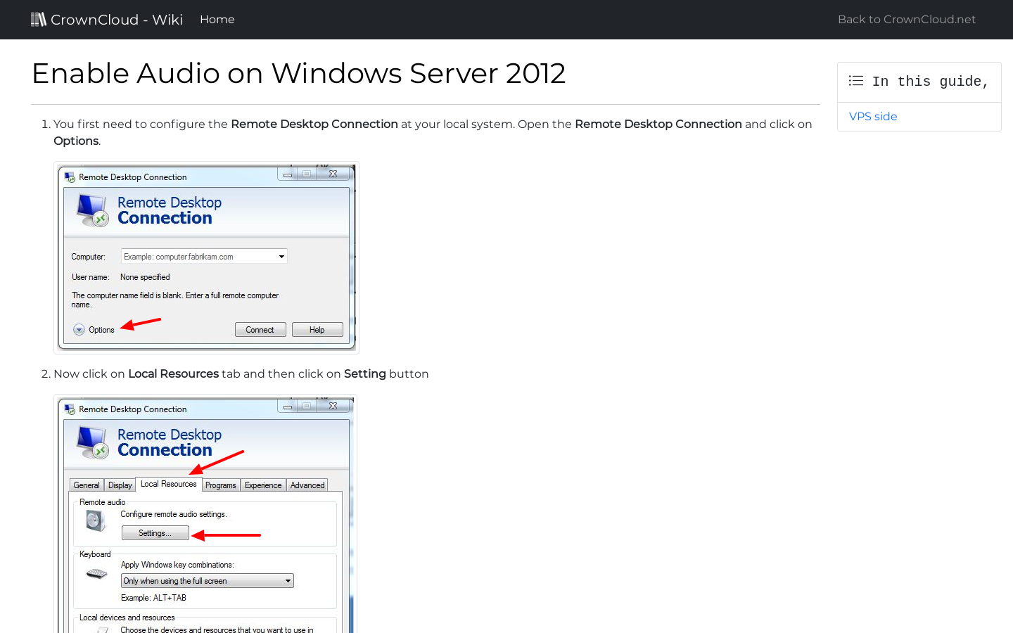 CrownCloud Wiki - Enable Audio On Windows2012 CrownCloud Wiki - Enable Audio On Windows2012