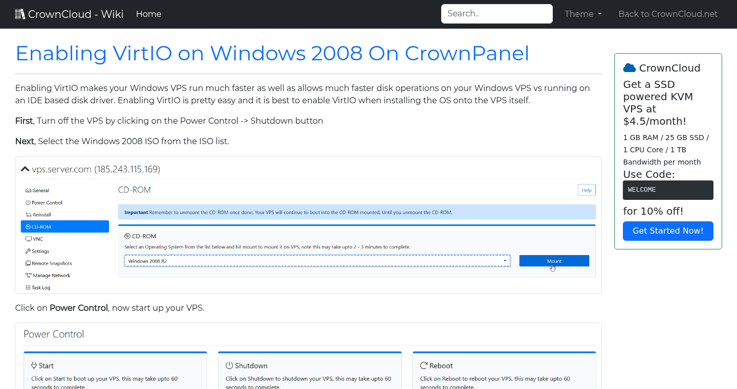 CrownCloud Wiki - Enabling Virtio On Windows 2008 CROWNPANEL
