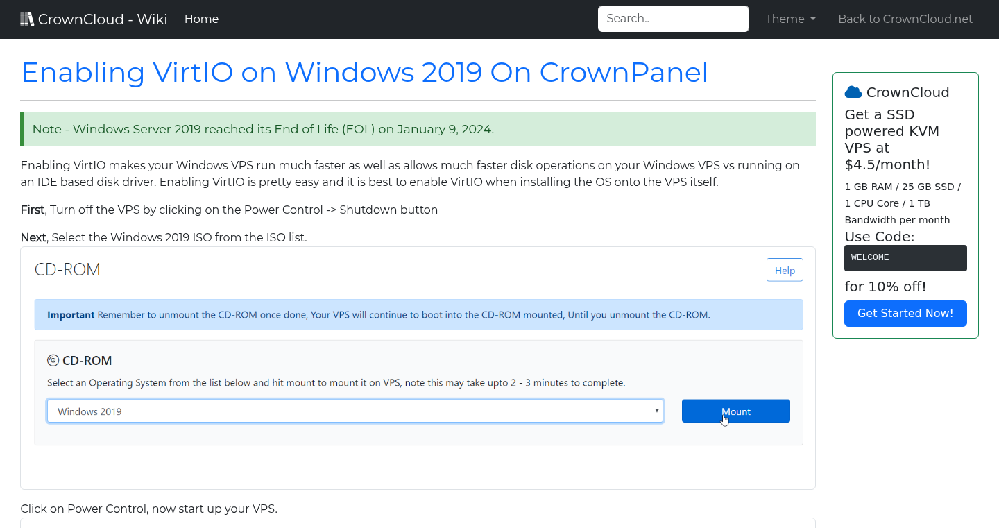 CrownCloud Wiki - Enabling VirtIO On Windows 2019 On CrownPanel