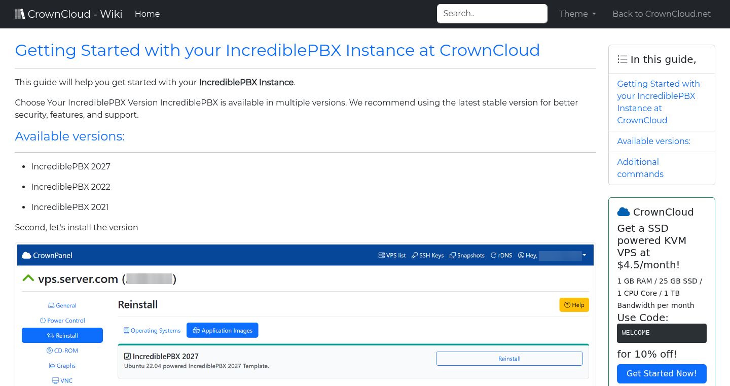 CrownCloud Wiki - Getting Started With Your IncrediblePBX Instance At CrownCloud