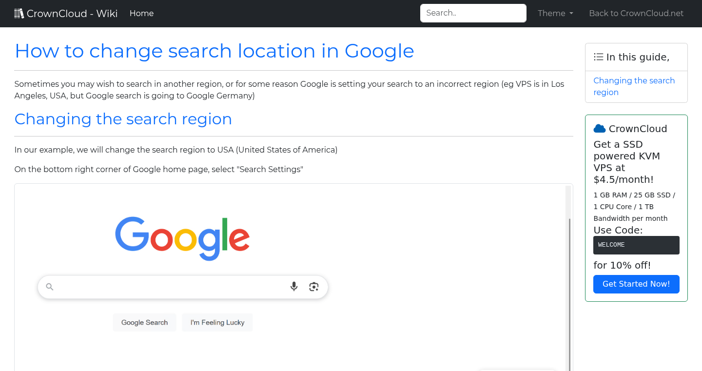 CrownCloud Wiki - How To Change Search Location In Google