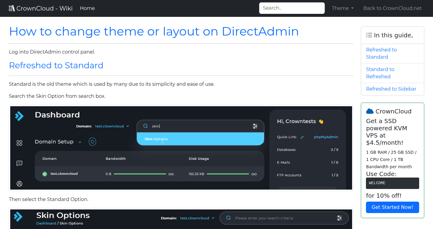 CrownCloud Wiki - How To Change Theme Or Layout On DirectAdmin