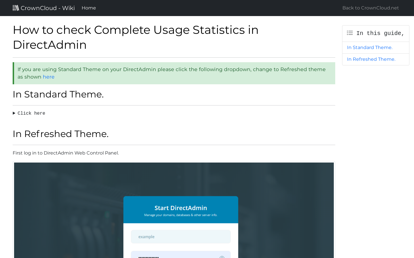 CrownCloud Wiki - How To Check Complete Usage Statistics In DirectAdmin