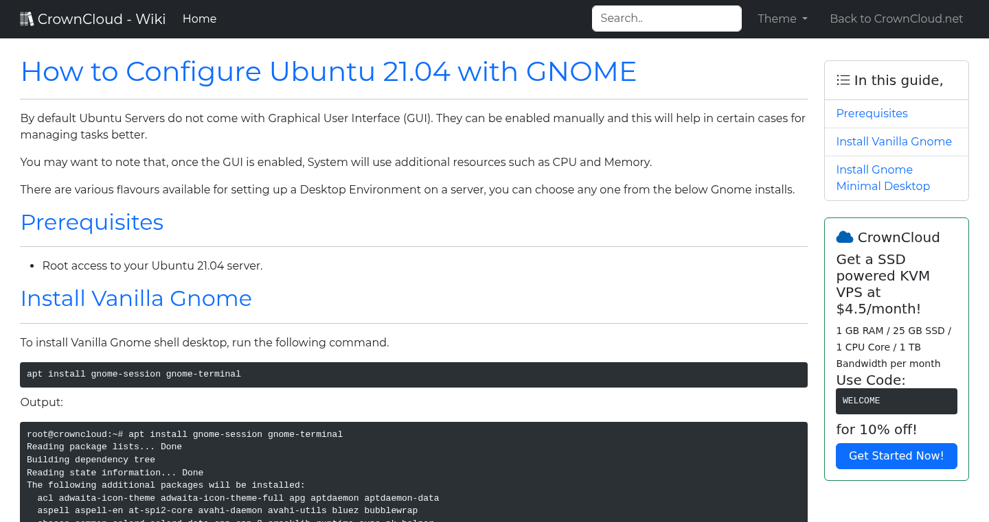 CrownCloud Wiki - How To Configure Ubuntu 21 04 With GNOME