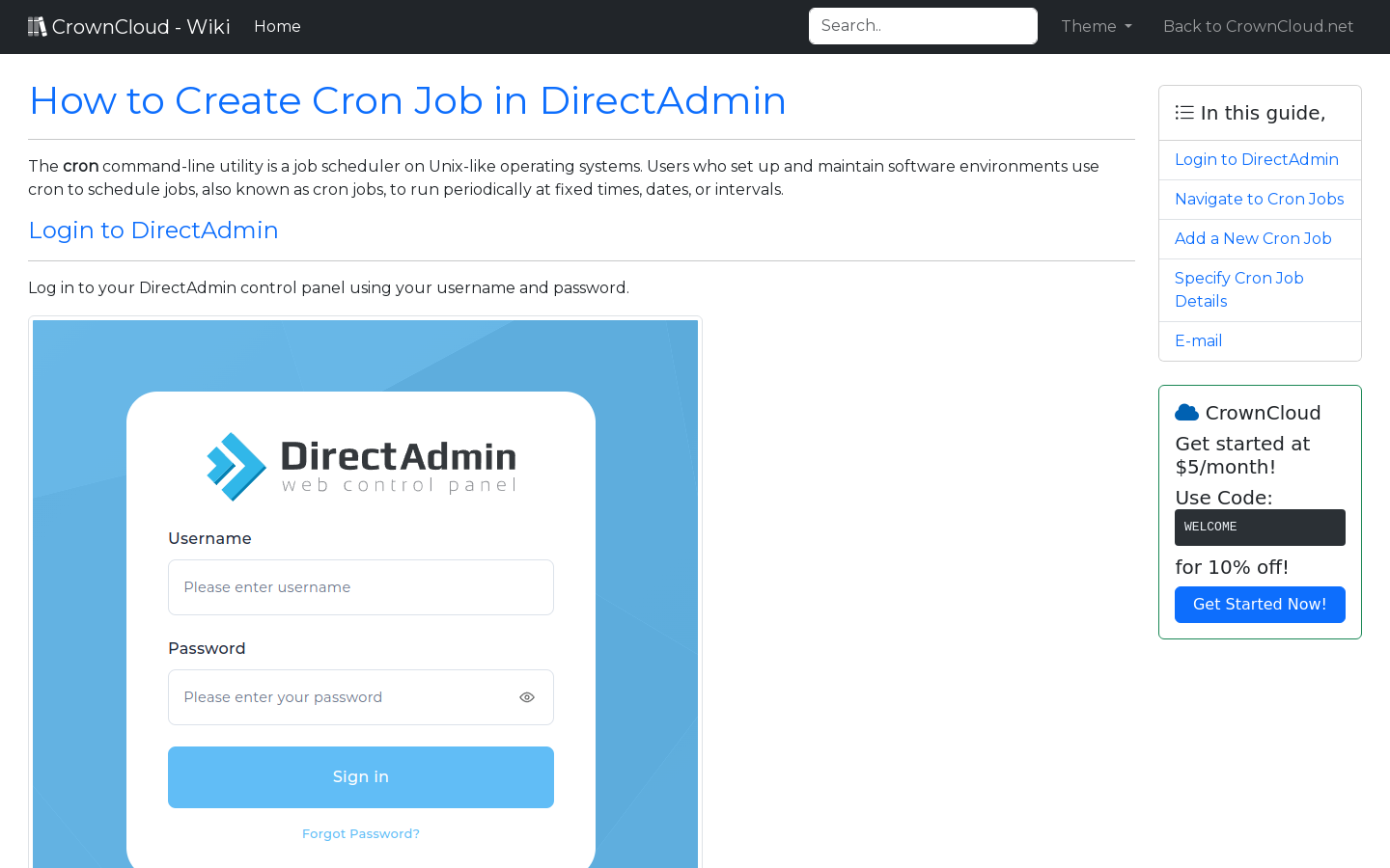 CrownCloud Wiki - How To Create Cron Job In DirectAdmin