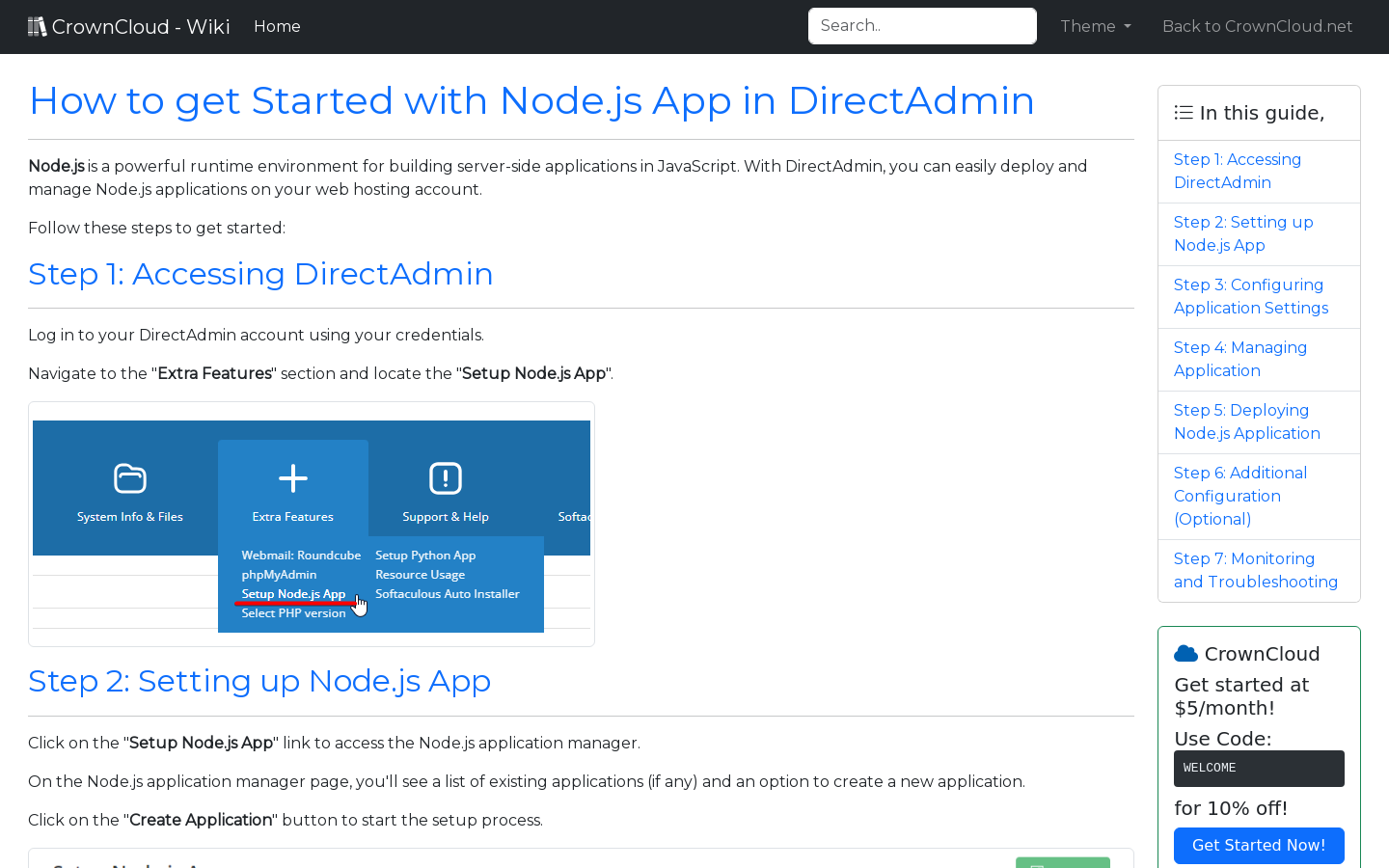 CrownCloud Wiki - How To Get Started With Nodejs App In Directadmin CrownCloud Wiki - How To Get Started With Nodejs App In Directadmin