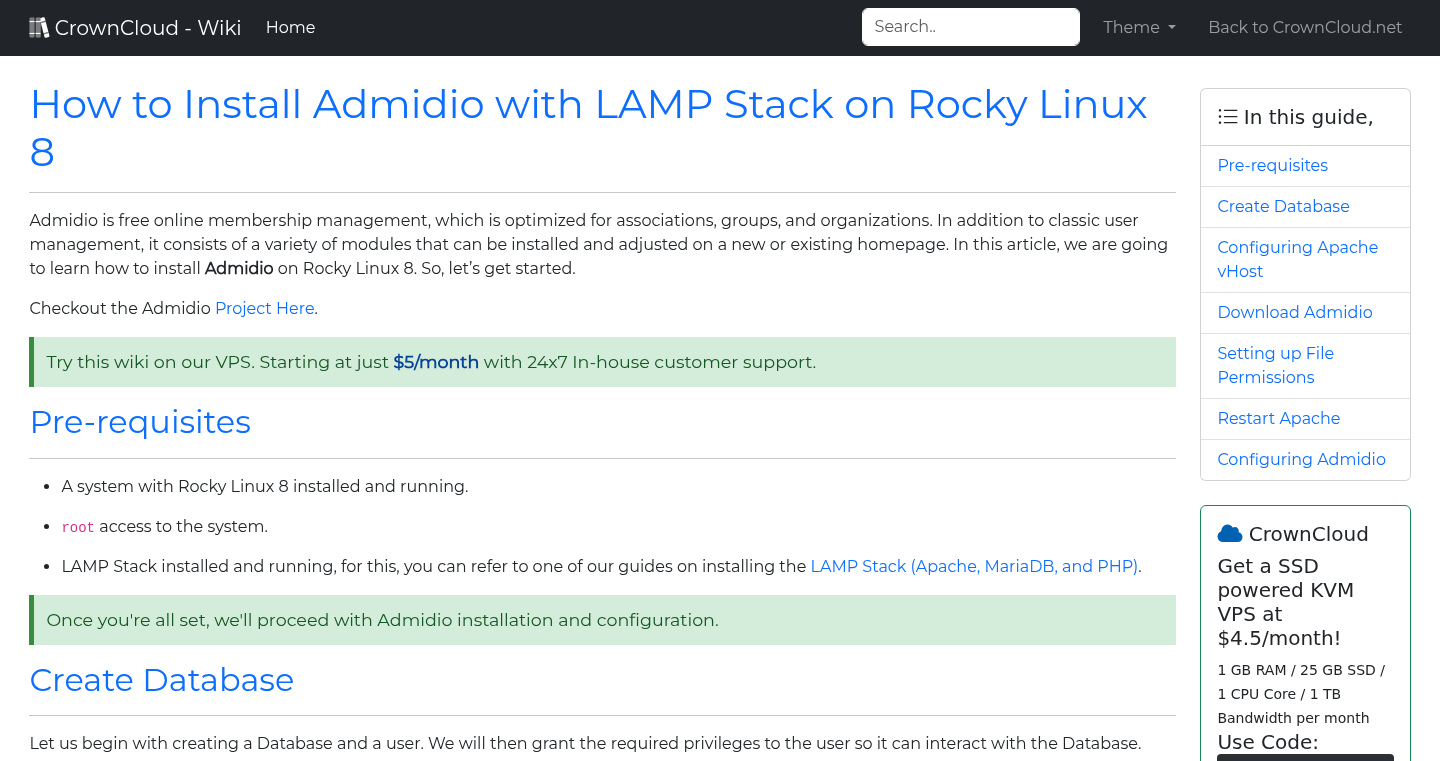 CrownCloud Wiki - How To Install Admidio With LAMP Stack On RockyLinux 8