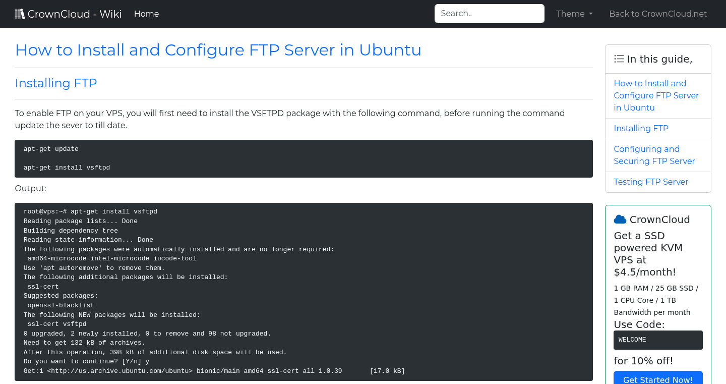 CrownCloud Wiki - How To Install And Configure FTP Server In Ubuntu