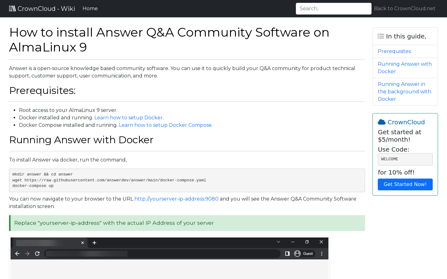CrownCloud Wiki - How To Install Answer Q And A Community Software On Almalinux 9