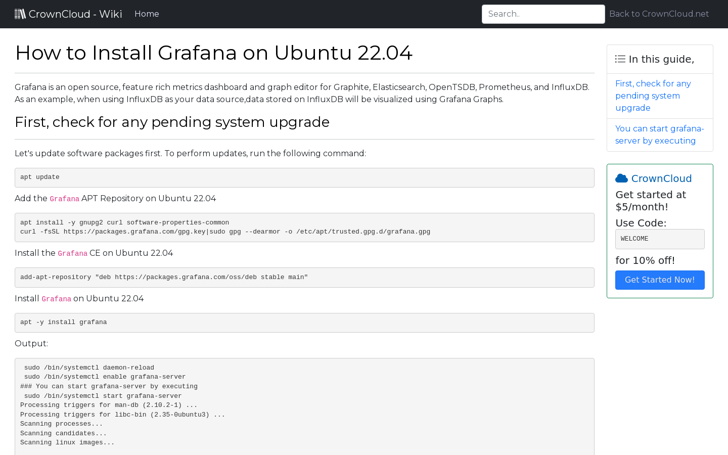 CrownCloud Wiki - How To Install Grafana On Ubuntu 22 04
