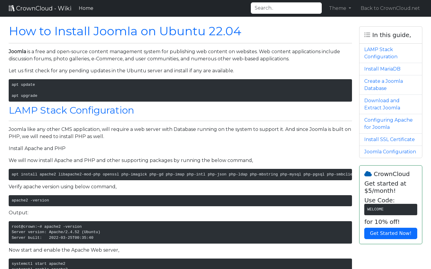 CrownCloud Wiki - How To Install Joomla On Ubuntu 22 04 CrownCloud Wiki - How To Install Joomla On Ubuntu 22 04