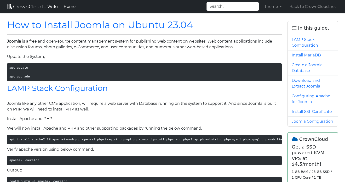 CrownCloud Wiki - How To Install Joomla On Ubuntu 23 04