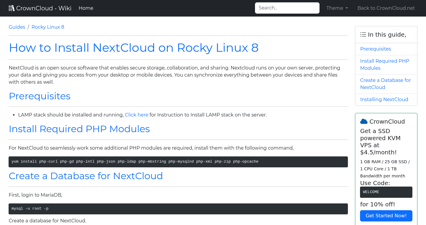 CrownCloud Wiki - How To Install NextCloud On Rocky Linux 8