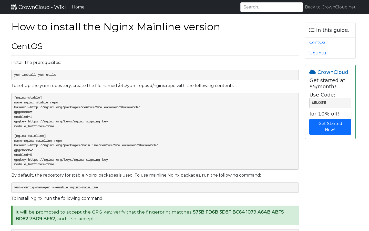 CrownCloud Wiki - How To Install Nginx Mainline Version CrownCloud Wiki - How To Install Nginx Mainline Version