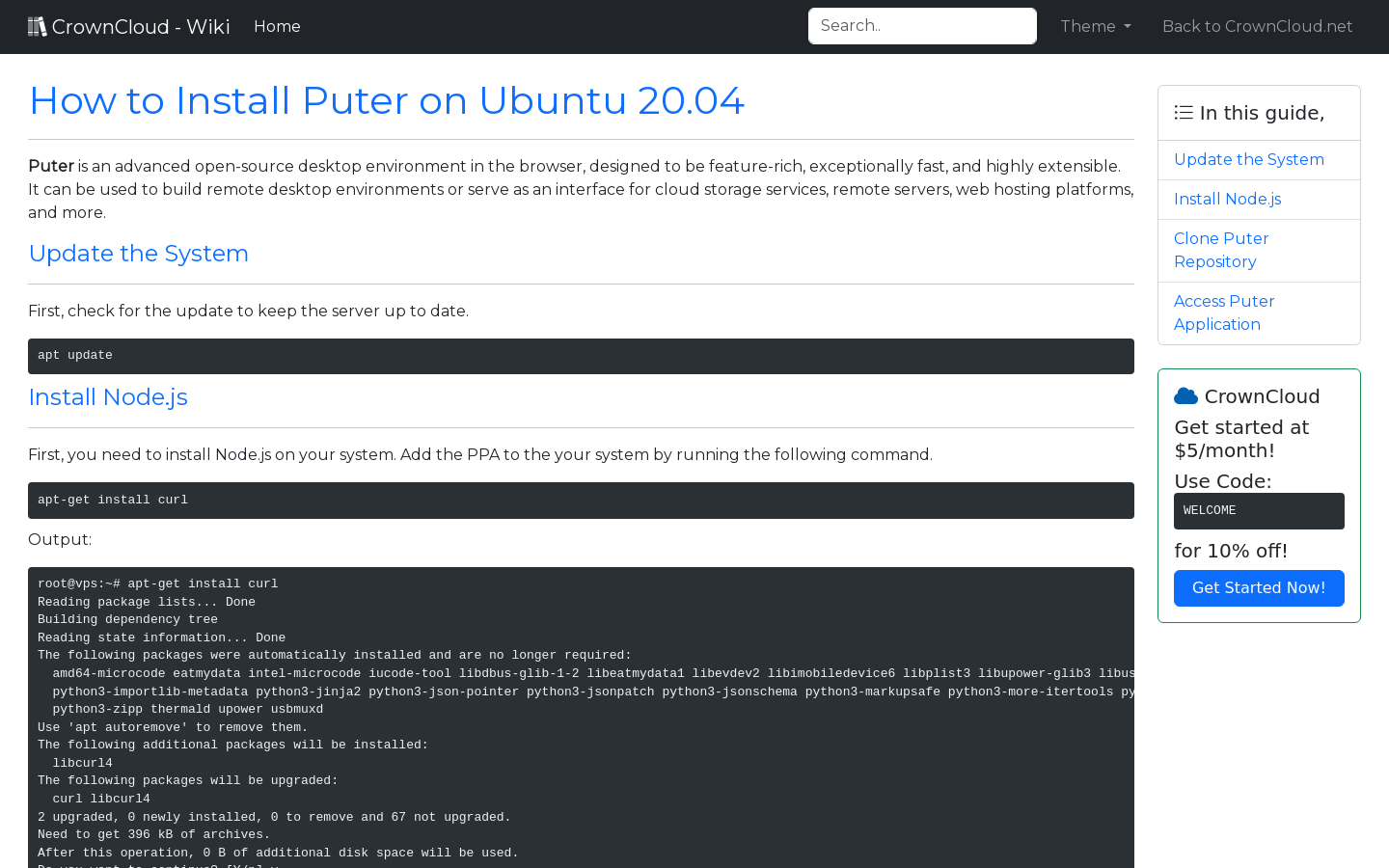 CrownCloud Wiki - How To Install Puter On Ubuntu 20 04