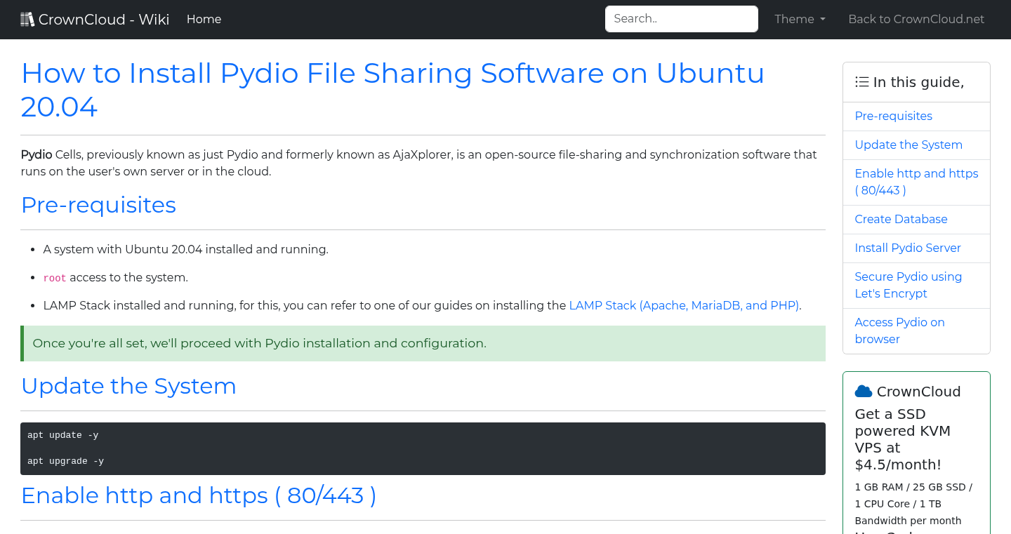 CrownCloud Wiki - How To Install Pydio On Ubuntu 20 04