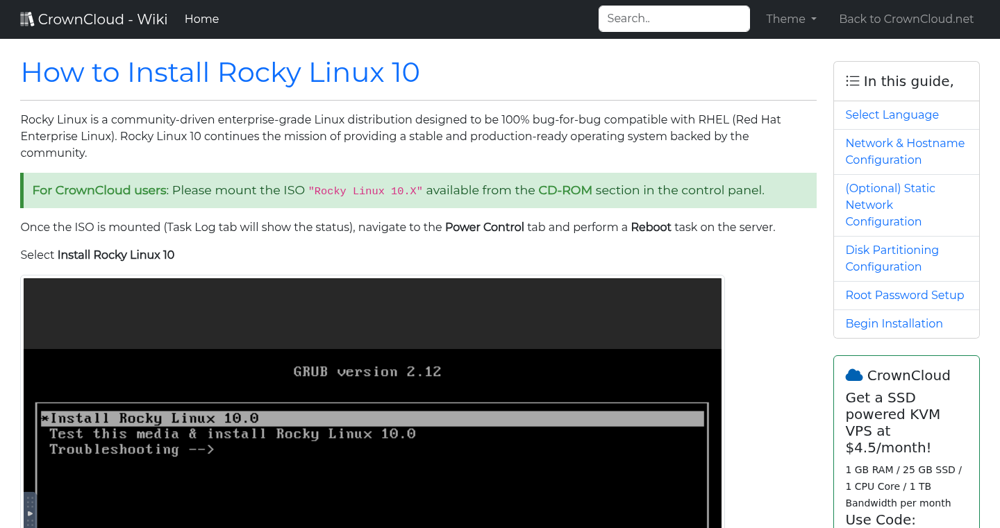 CrownCloud Wiki - How To Install Rocky Linux 10