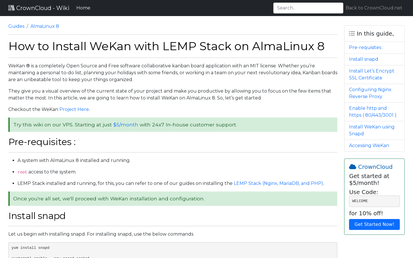 CrownCloud Wiki - How To Install WeKan With LEMP Stack On AlmaLinux 8