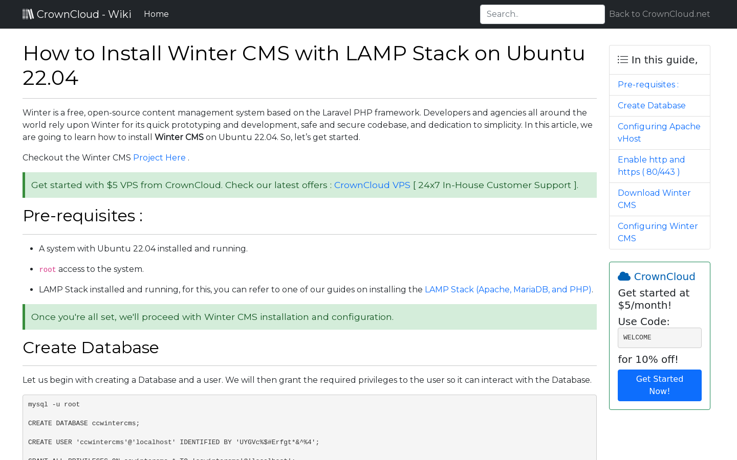 CrownCloud Wiki - How To Install Wintercms With LAMP Stack On Ubuntu 22 04 CrownCloud Wiki - How To Install Wintercms With LAMP Stack On Ubuntu 22 04
