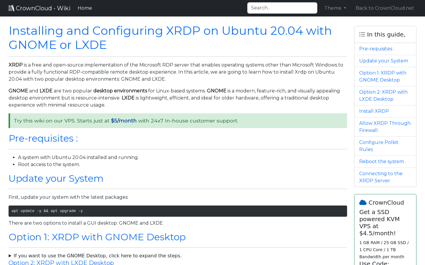 Crowncloud Wiki How To Install Xrdp On Ubuntu 20 04 Using Gnome Or
