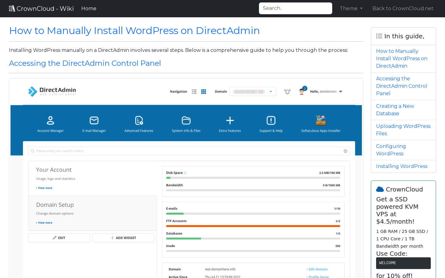 CrownCloud Wiki - How To Manually Install Wordpress On DirectAdmin