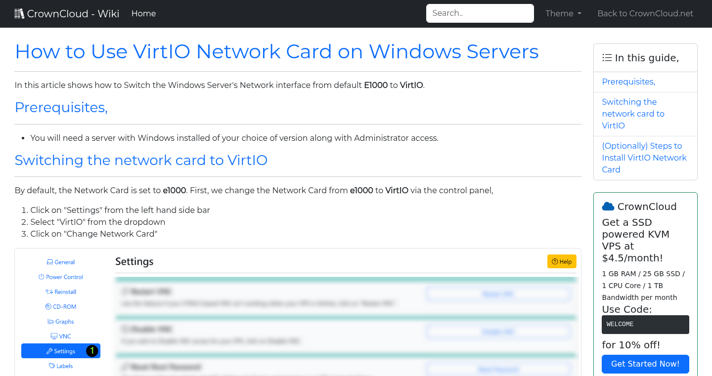 CrownCloud Wiki - How To Use VirtIO Network Card On Windows Servers