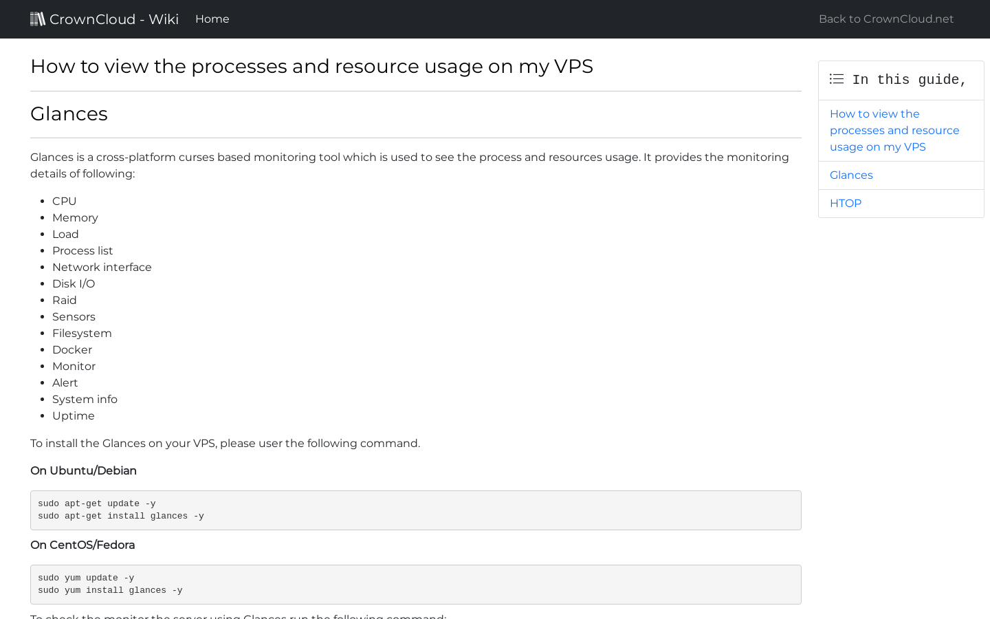 Crowncloud Wiki How To View The Processes Resource Usage On My Vps