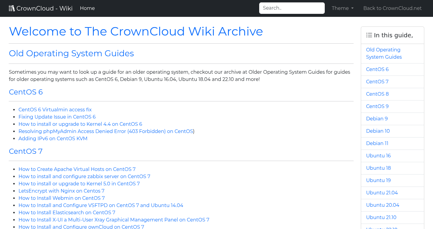 CrownCloud Wiki - Old Operating System Guides