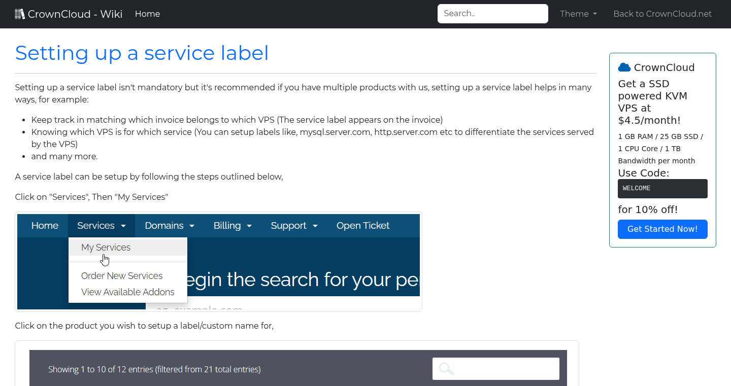 CrownCloud Wiki - Setting Up A Service Label