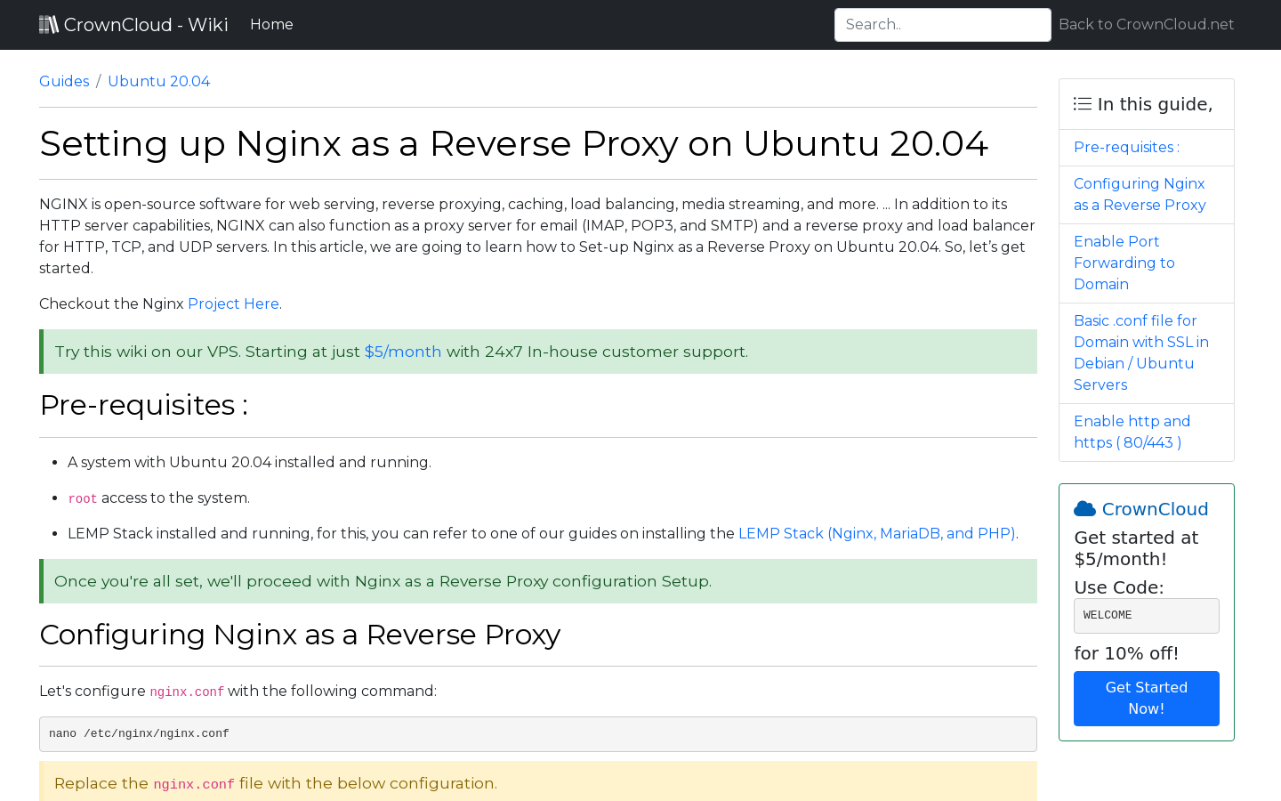 CrownCloud Wiki - Setting Up Nginx As A Reverse Proxy On Ubuntu 20 04