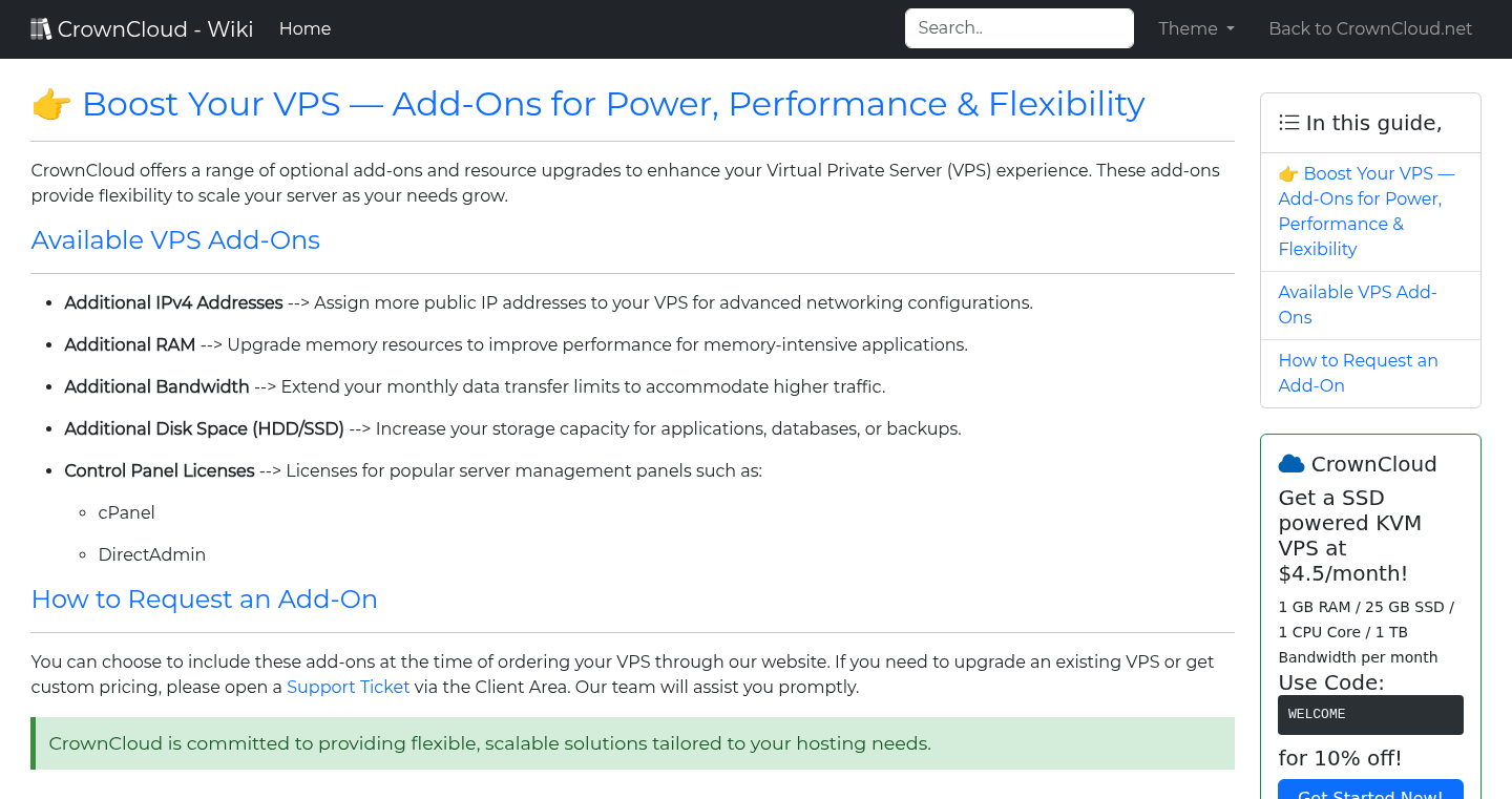 CrownCloud Wiki - Vps Addons